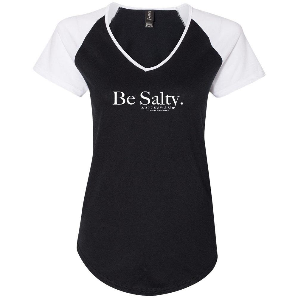 Be Salty Ladies Colorblock V-Neck Tee– Clean Apparel