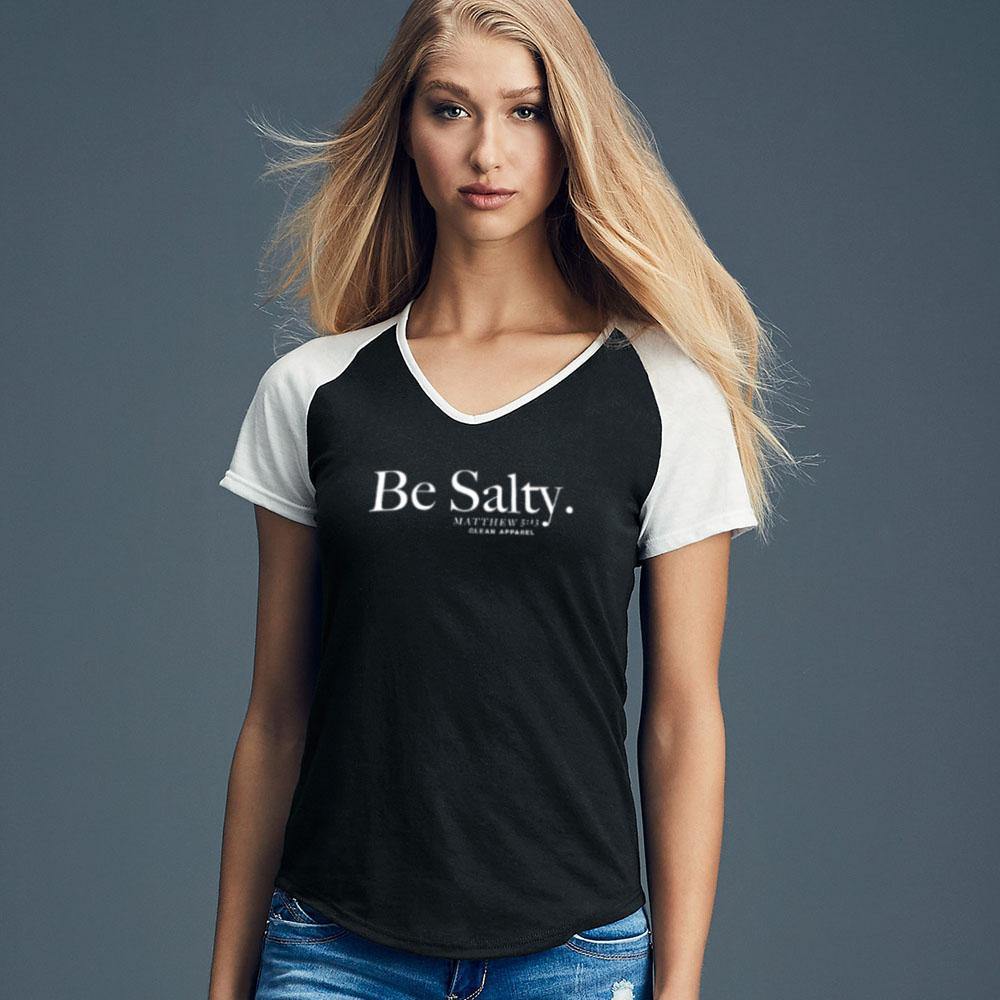 Be Salty Ladies Colorblock V-Neck Tee– Clean Apparel