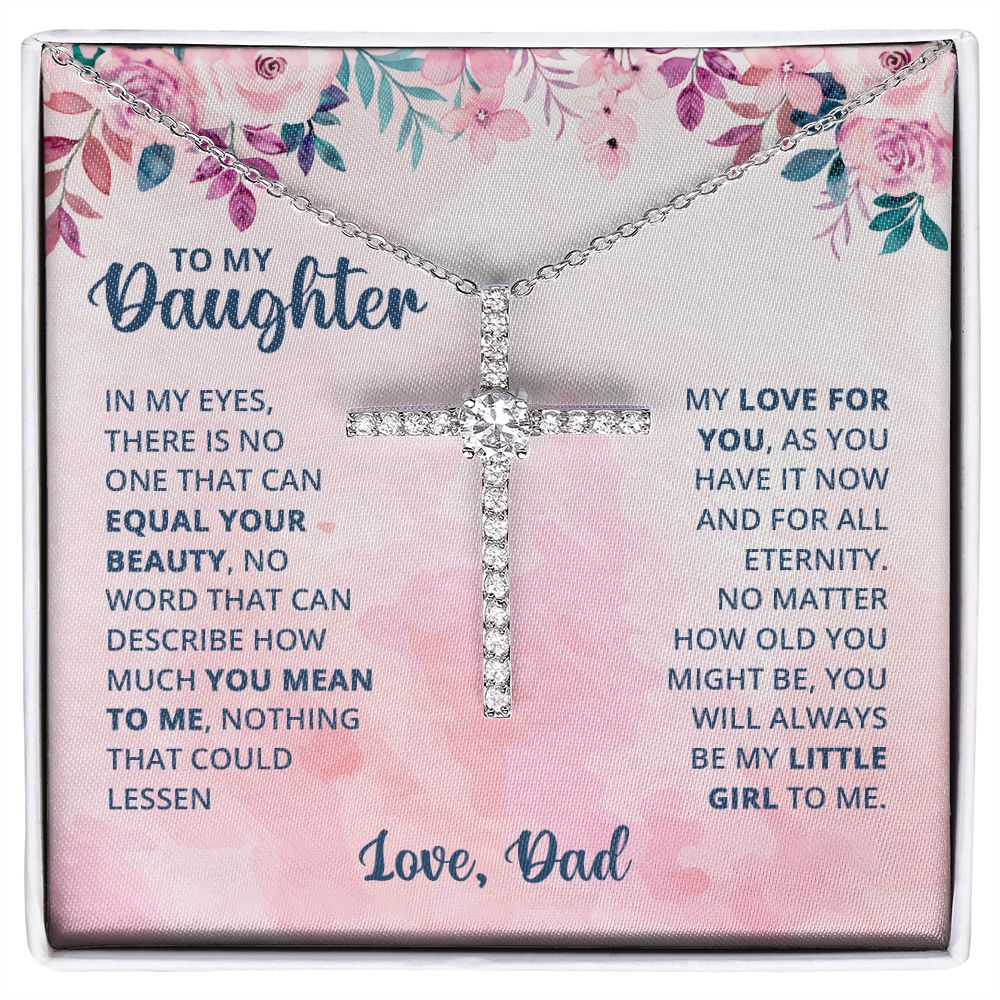 to My Daughter from Dad CZ Cross Necklace Standard Box